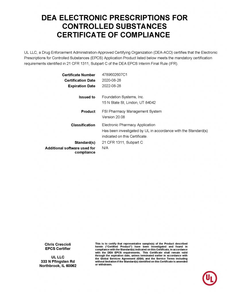 FSI EPCS Pharmacy App Cert 2014-02-03 | FSI's VIP Concierge Service